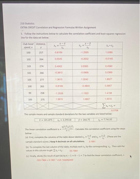 Solved 2. Now calculate the slope and y. intercept of the | Chegg.com
