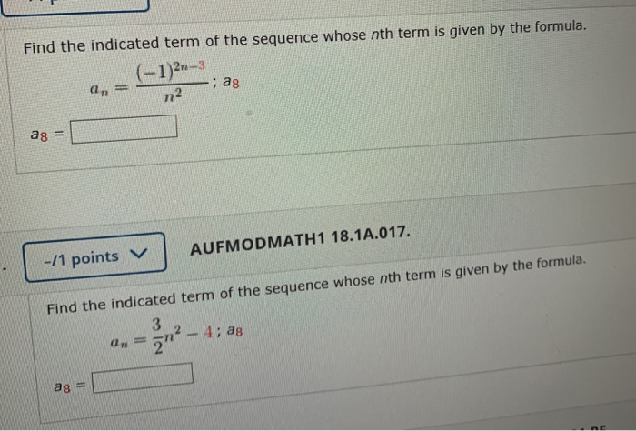 Solved Find the indicated term of the sequence whose nth | Chegg.com