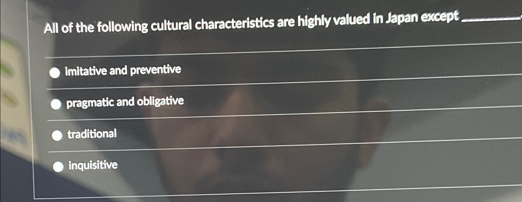 All of the following cultural characteristics are | Chegg.com