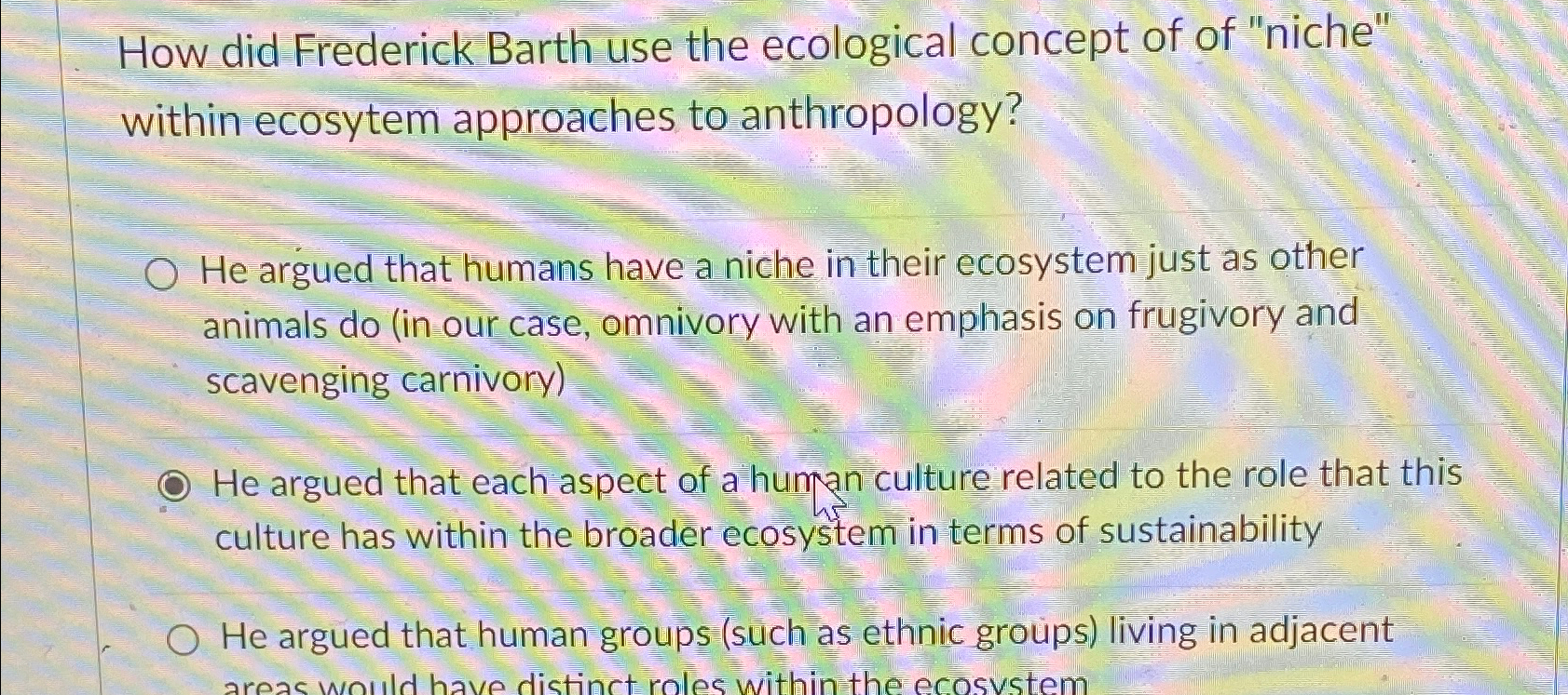 Solved How did Frederick Barth use the ecological concept of | Chegg.com