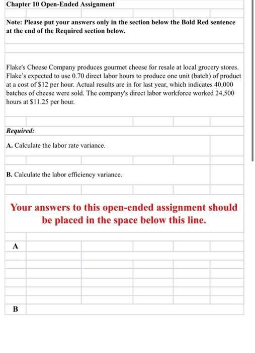 Solved Chapter 10 Open-Ended Assignment Note: Please put | Chegg.com