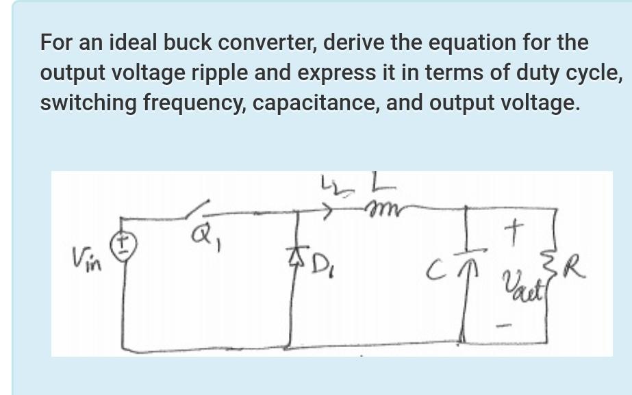 Solved For an ideal buck converter, derive the equation for | Chegg.com