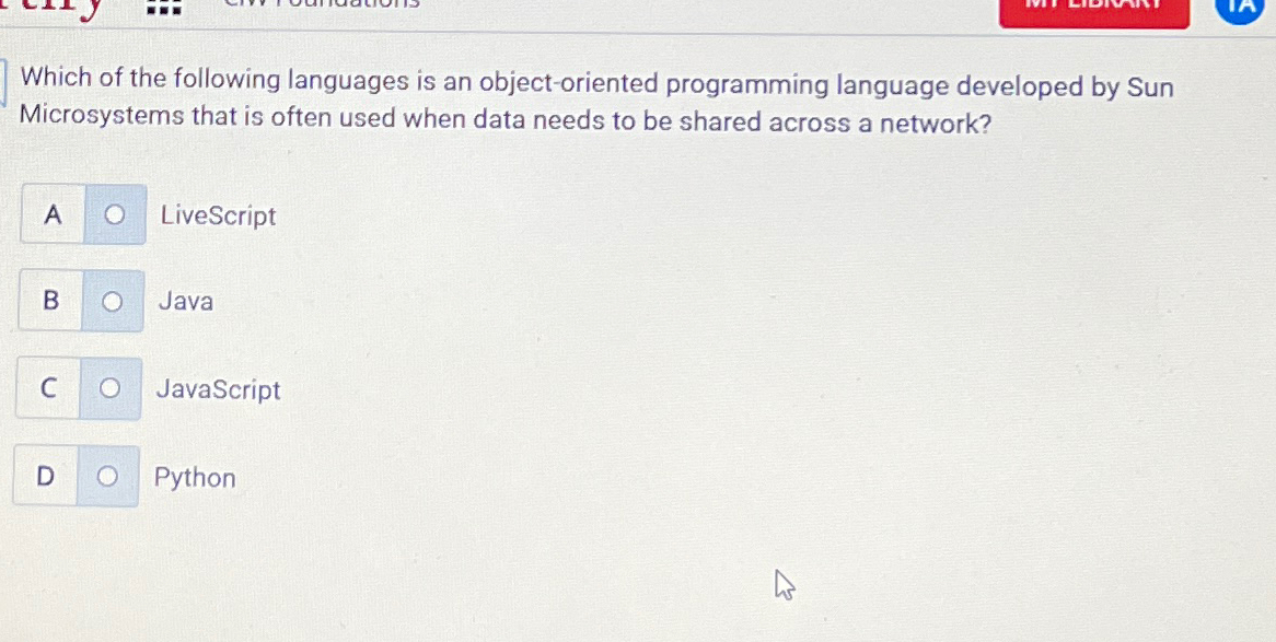 Solved Which of the following languages is an | Chegg.com