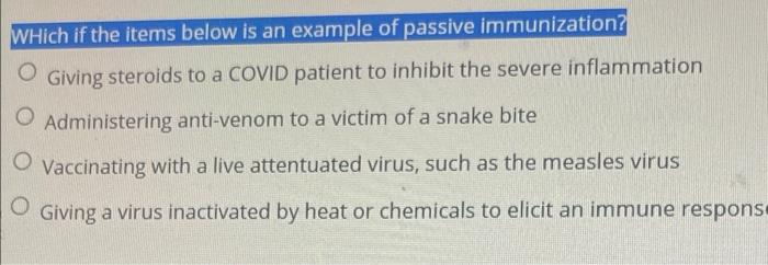 Solved which of the items below is an example of passive | Chegg.com
