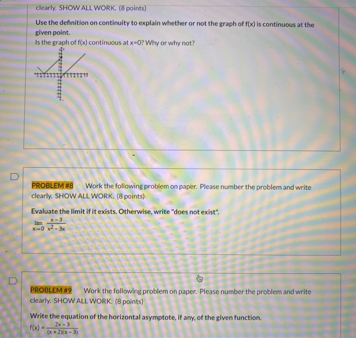 Solved clearly. SHOW ALL WORK. (8 points) Use the definition | Chegg.com