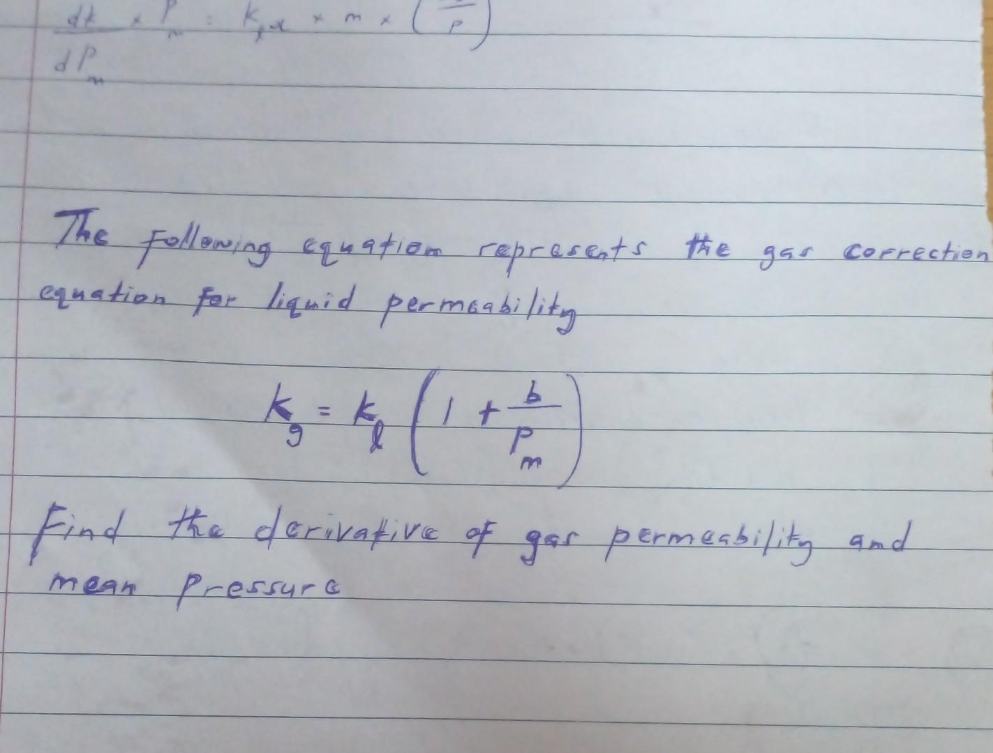 Solved The following equatiom represents the gas correction | Chegg.com