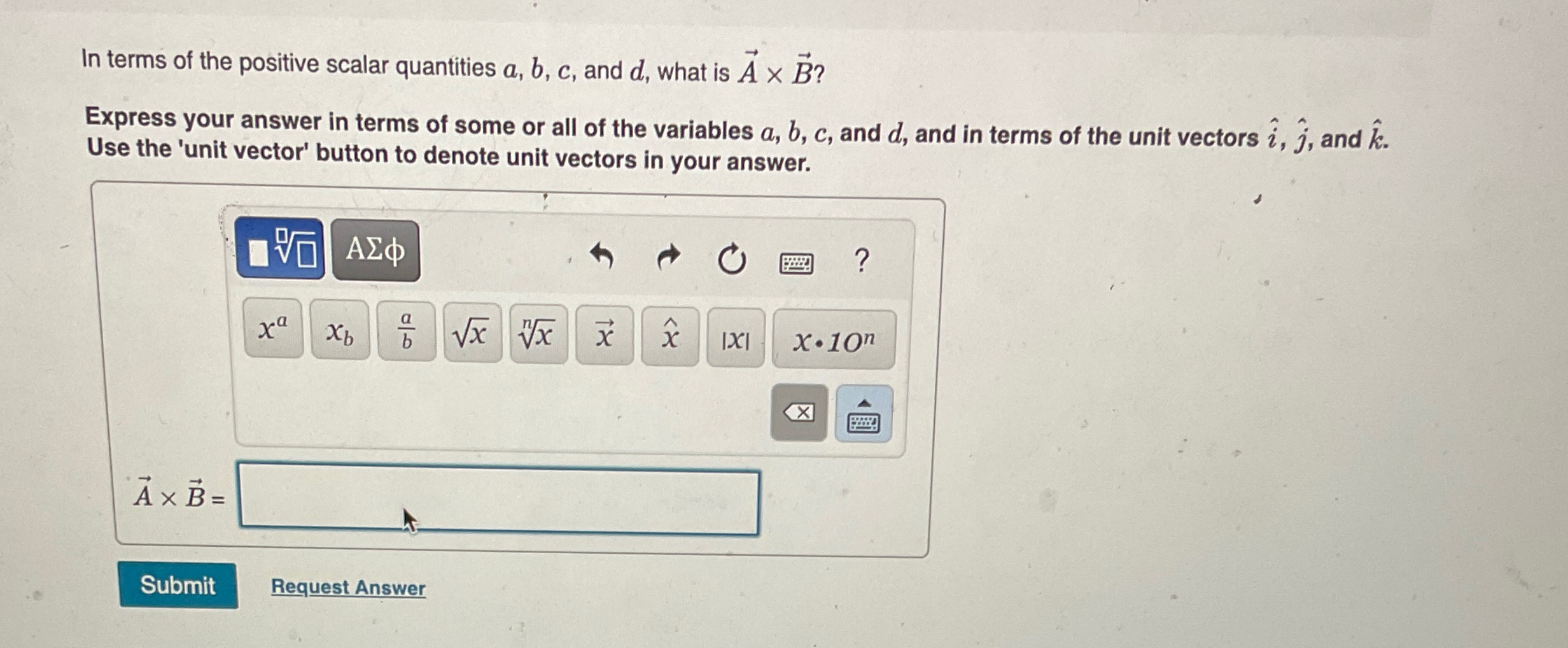 Solved In terms of the positive scalar quantities a,b,c, | Chegg.com