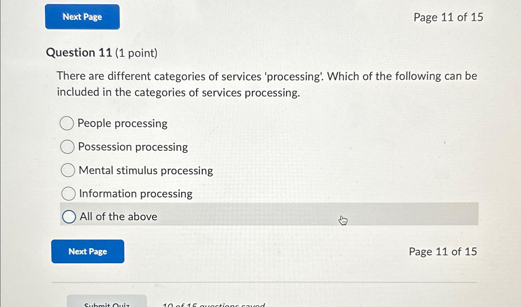 Solved Page 11 ﻿of 15Question 11 (1 ﻿point)There are | Chegg.com