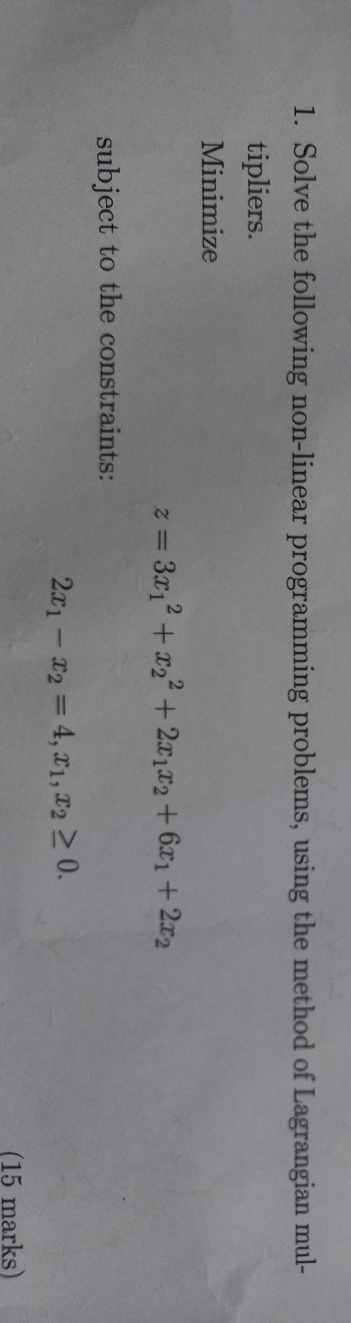 Solved Solve the following non-linear programming problems, | Chegg.com
