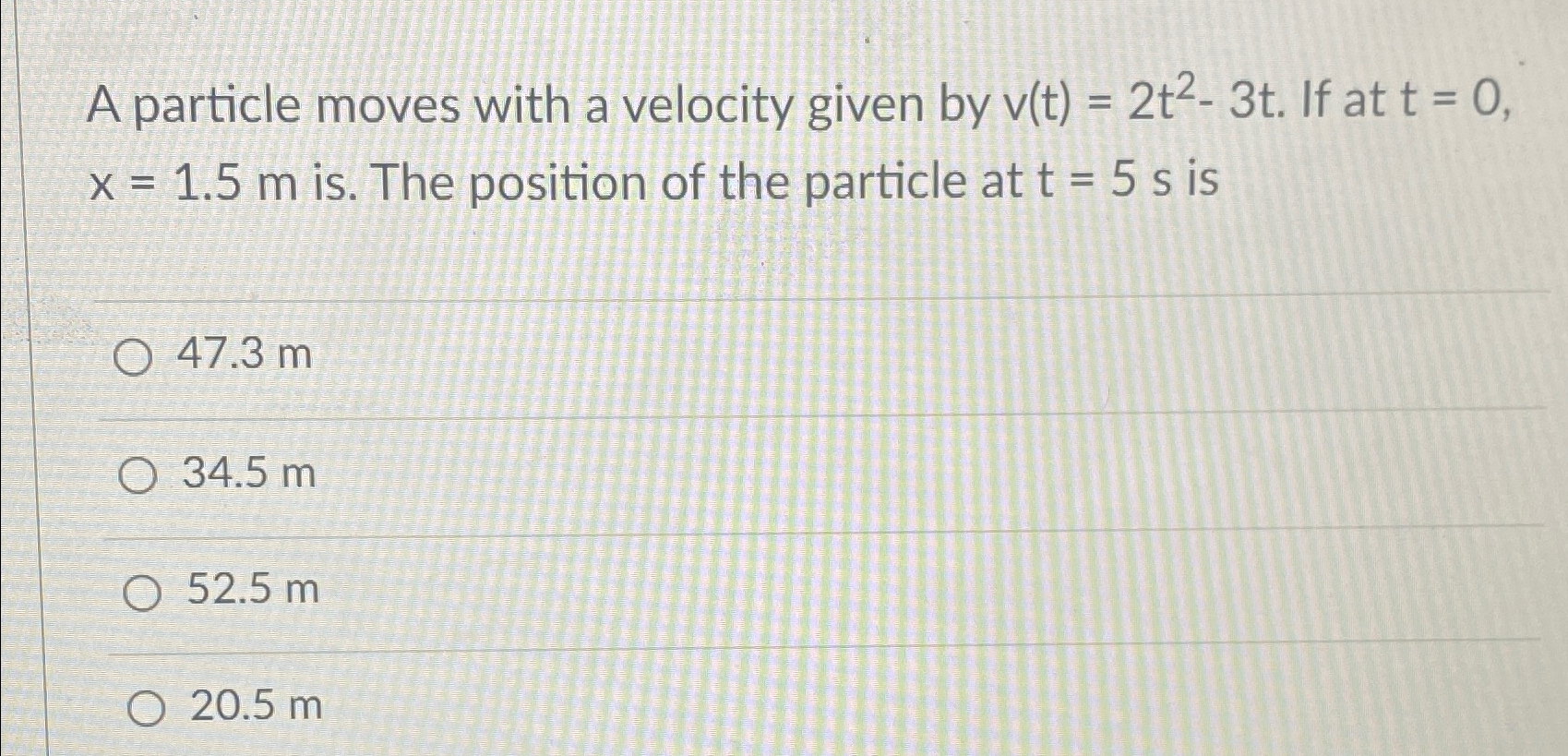 Solved A particle moves with a velocity given by | Chegg.com