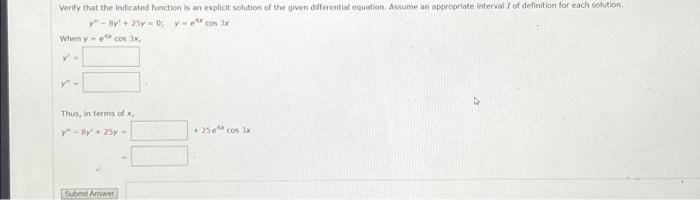 Solved Verify that the indicated function is an explicit | Chegg.com
