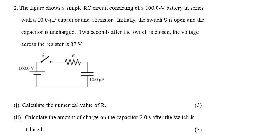 Solved The figure shows a simple RC circuit consisting of a | Chegg.com