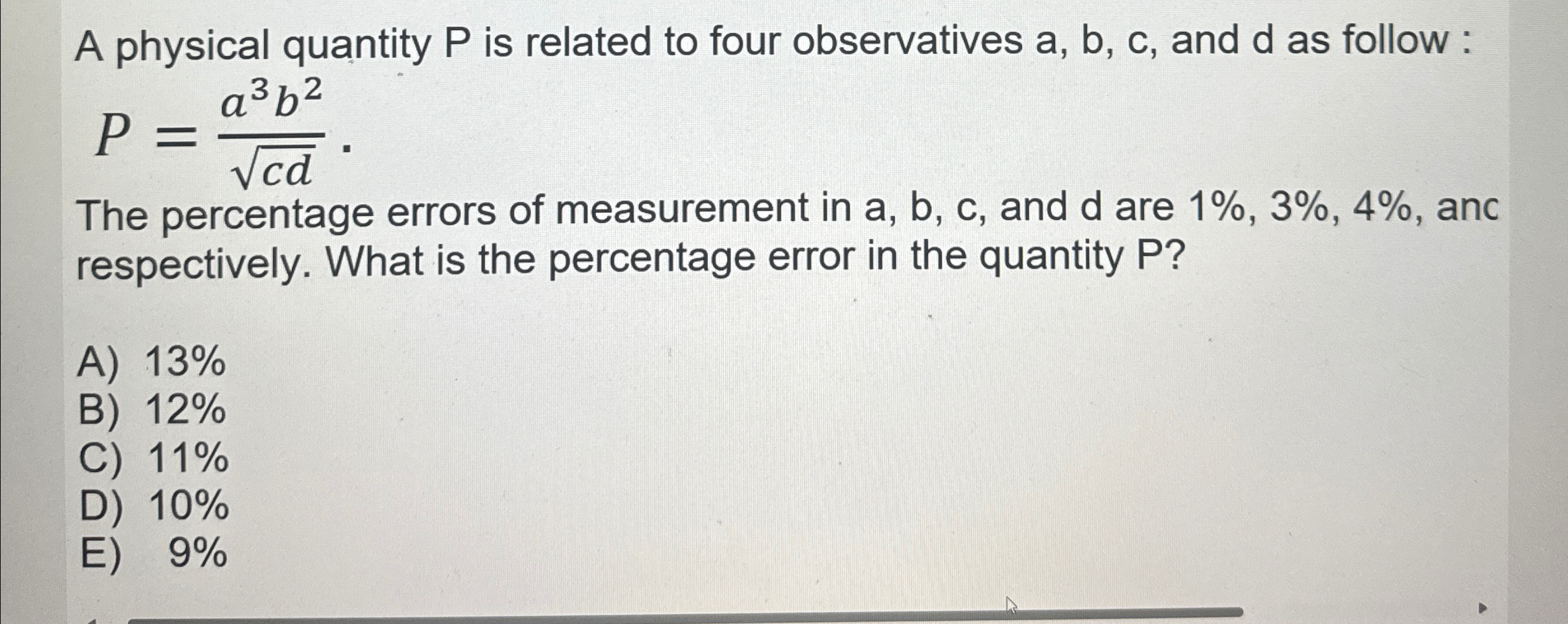 Solved A physical quantity P ﻿is related to four | Chegg.com