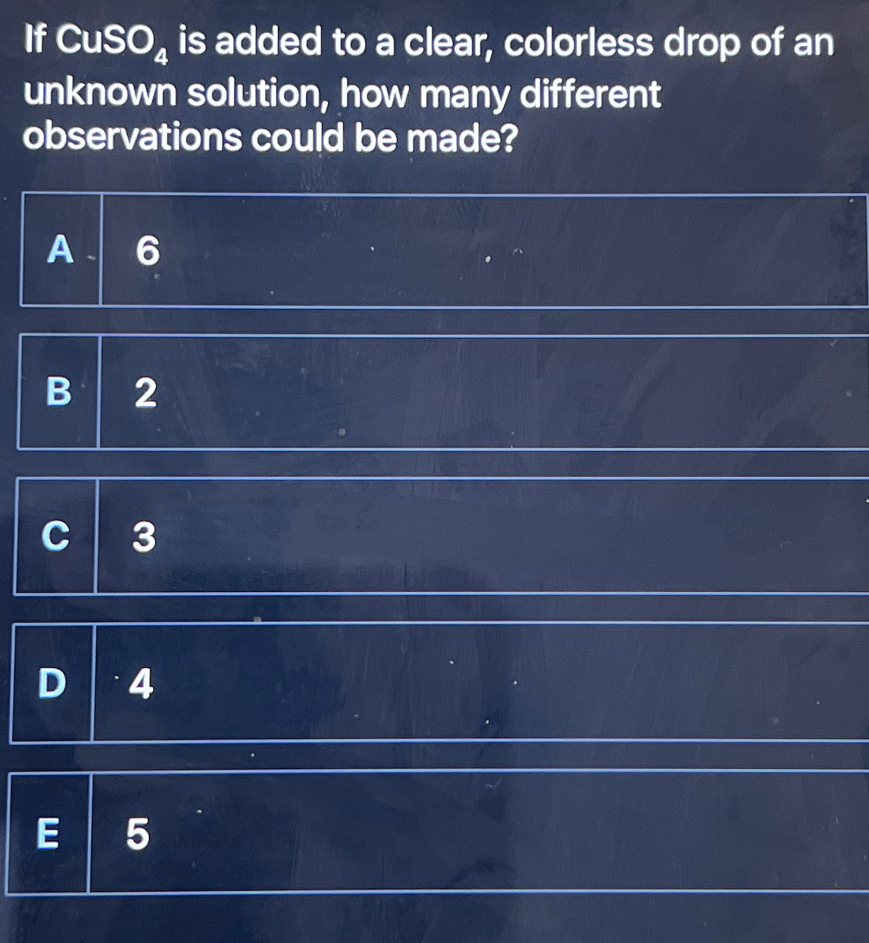 Solved If CuSO4 ﻿is added to a clear, colorless drop of an | Chegg.com