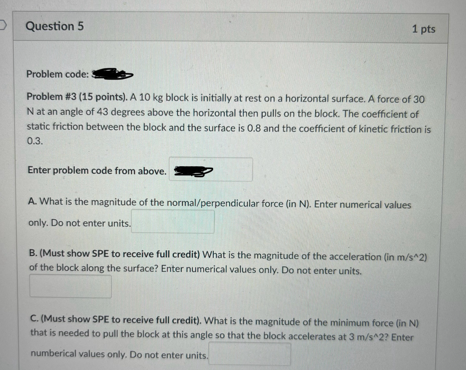 Solved Question 51ptsProblem code: Problem #3 (15 ﻿points). | Chegg.com