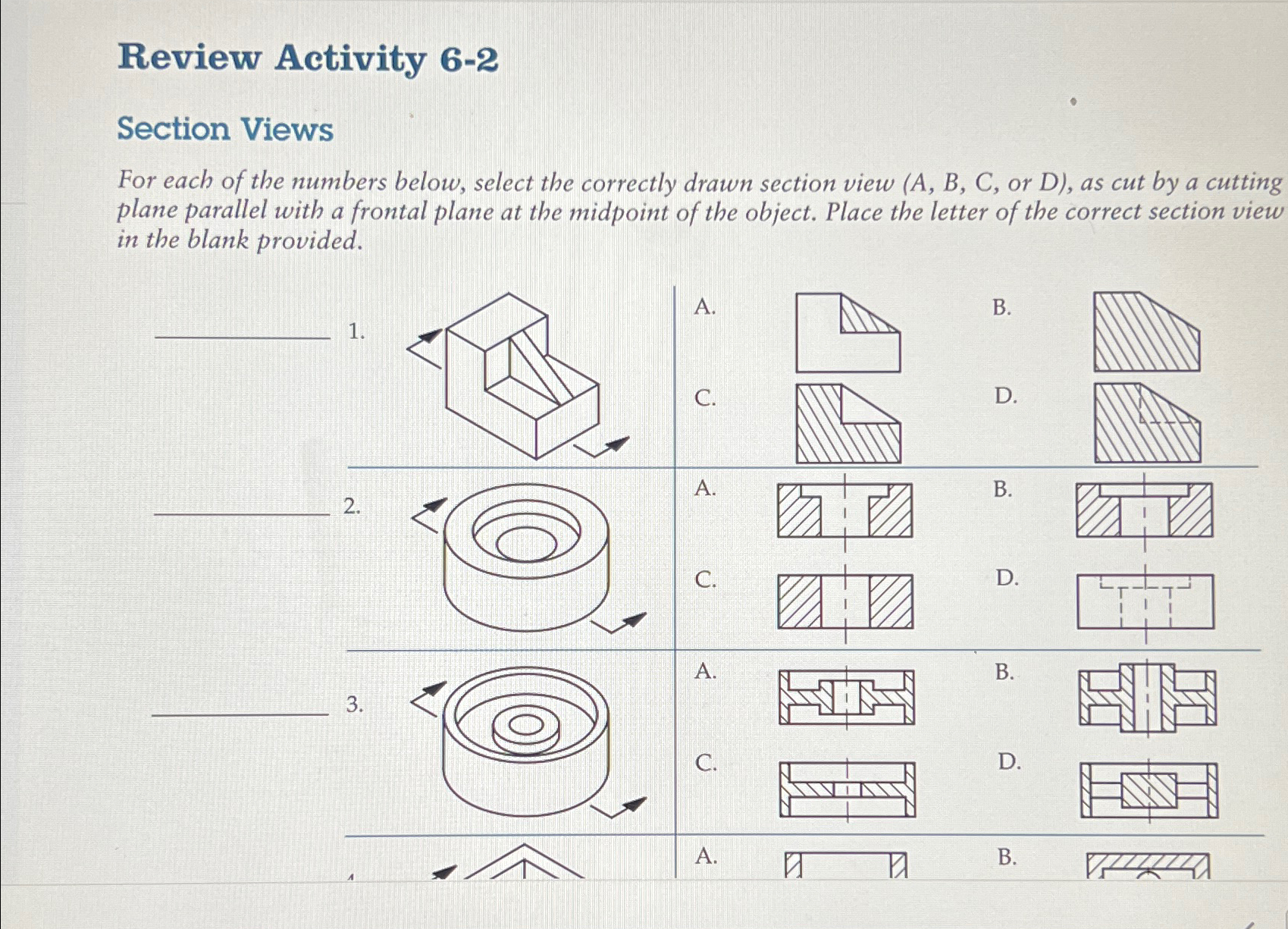 Solved Review Activity 6-2\\nSection Views\\nFor each of the | Chegg.com