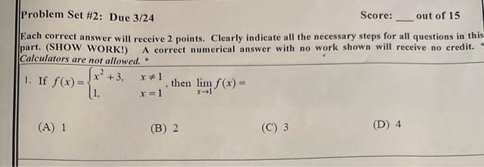 Solved Problem Set #2 : Due 3/24 Score: out of 15 Each | Chegg.com