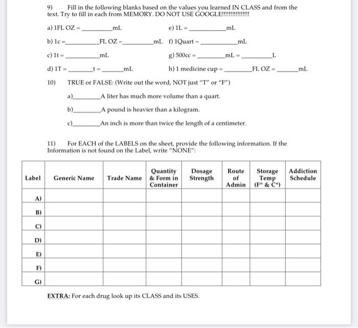 Solved 9) Fill in the following blanks based on the values | Chegg.com