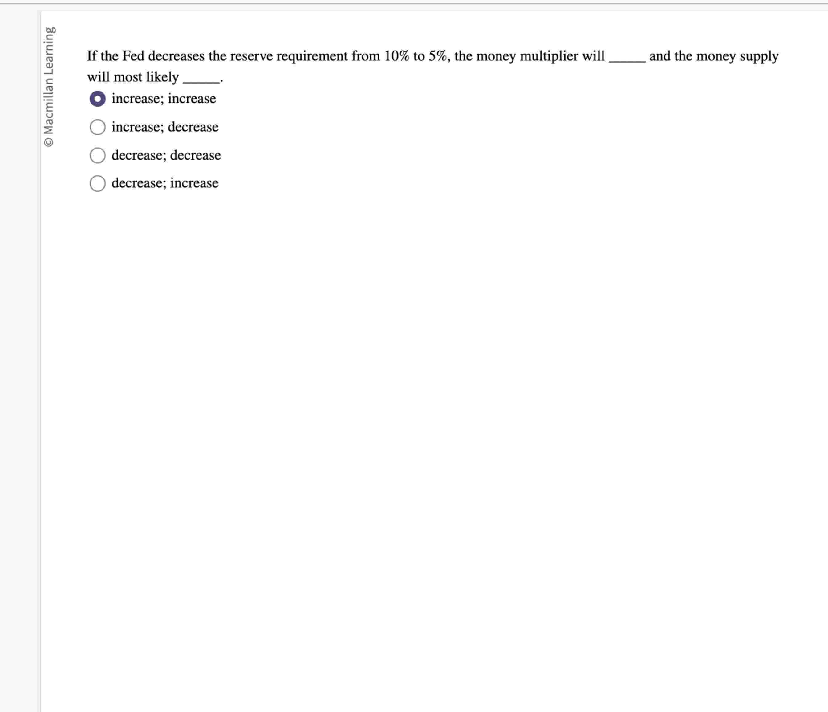 Solved If the Fed decreases the reserve requirement from | Chegg.com
