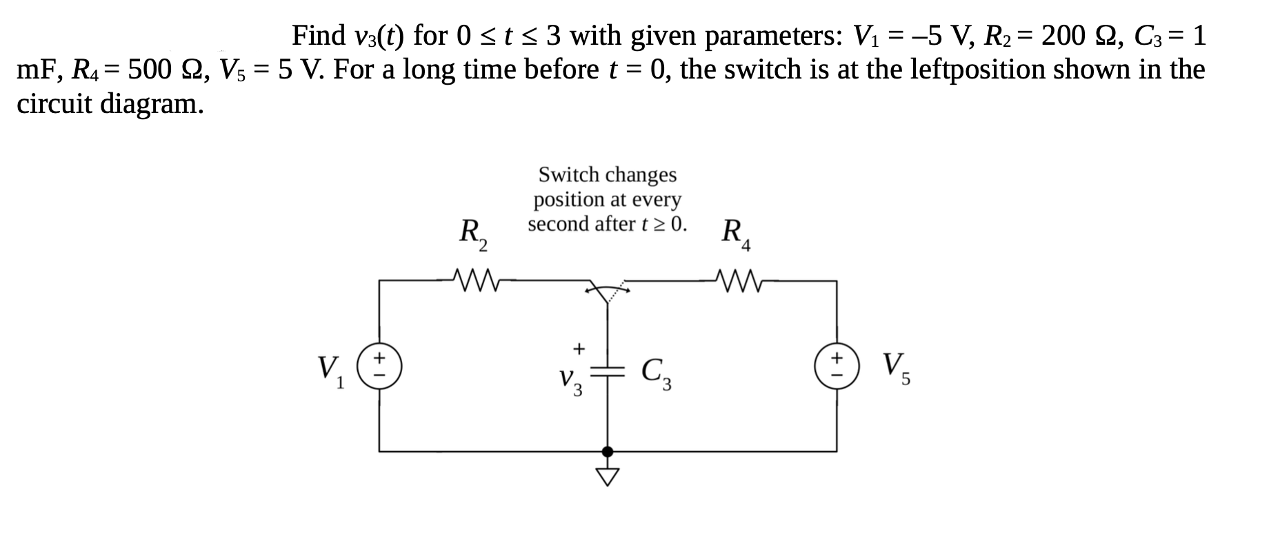 Solved Find v3(t) ﻿for 0≤t≤3 ﻿with given parameters: | Chegg.com