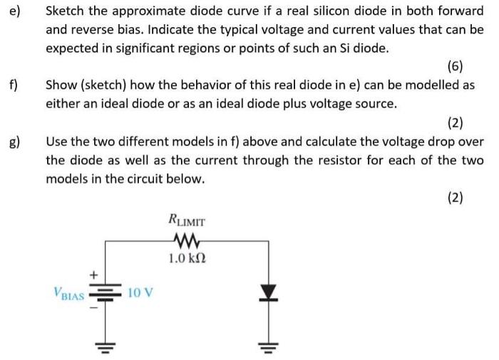 Solved e) Sketch the approximate diode curve if a real | Chegg.com