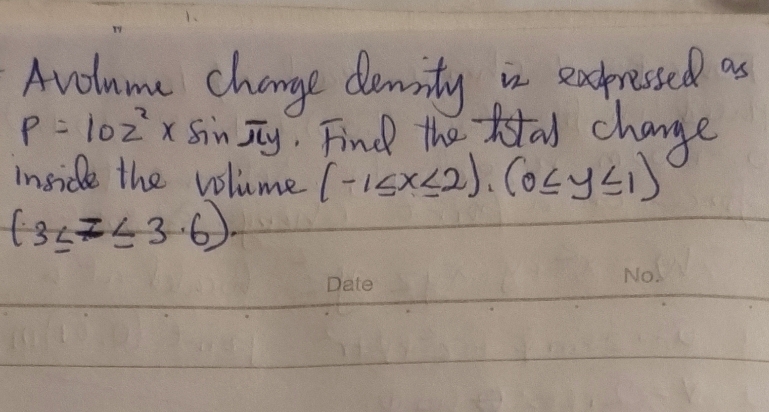 Solved Avolume change density is expressed as p=10z2×sinπy. | Chegg.com