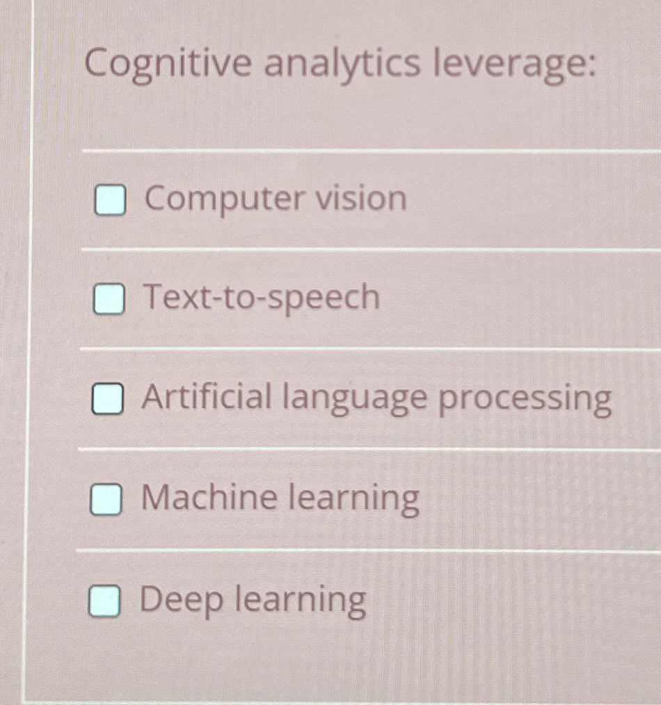 Solved Cognitive analytics leverage:Computer | Chegg.com