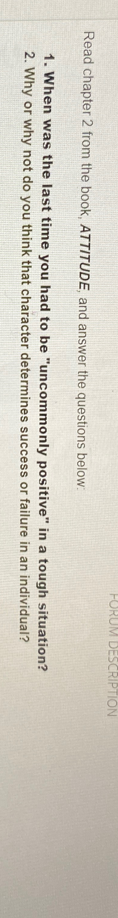 Solved Read chapter 2 ﻿from the book, ATTITUDE, and answer | Chegg.com