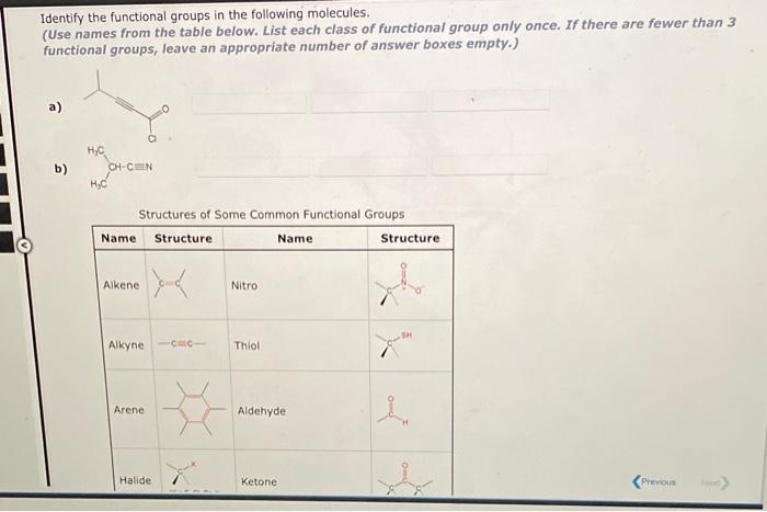 Solved Identify the functional groups in the following | Chegg.com