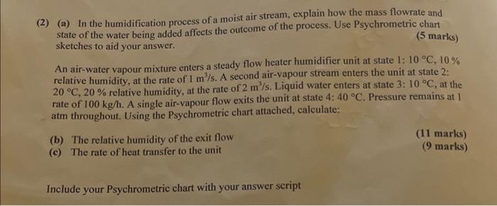 Solved (2) (a) In the humidification process of a moist air | Chegg.com