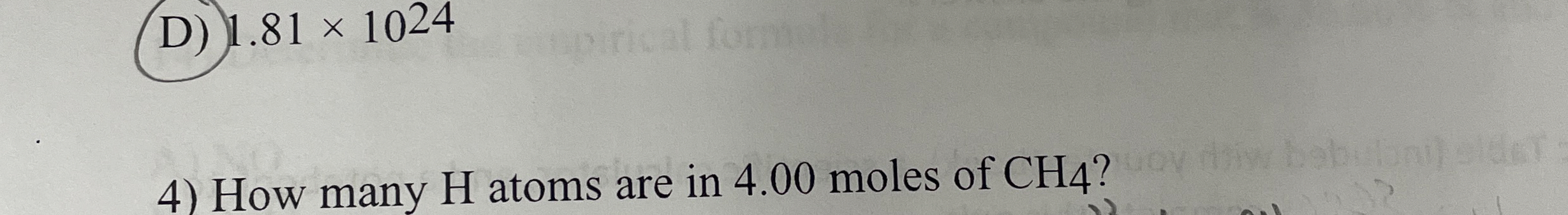 Solved How many H atoms are in 4.00 ﻿moles of CH4 ? | Chegg.com
