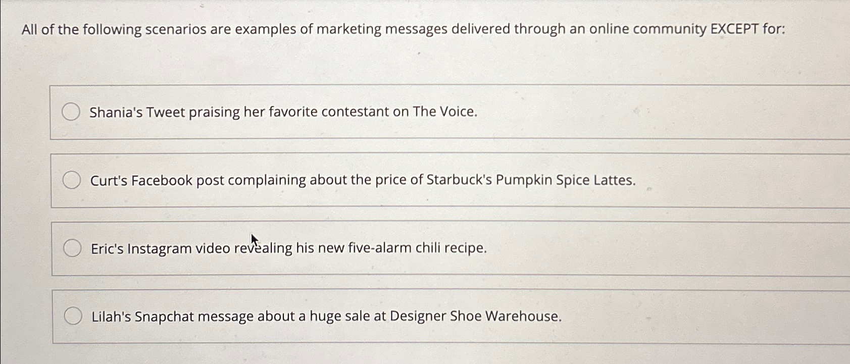 Solved All of the following scenarios are examples of | Chegg.com