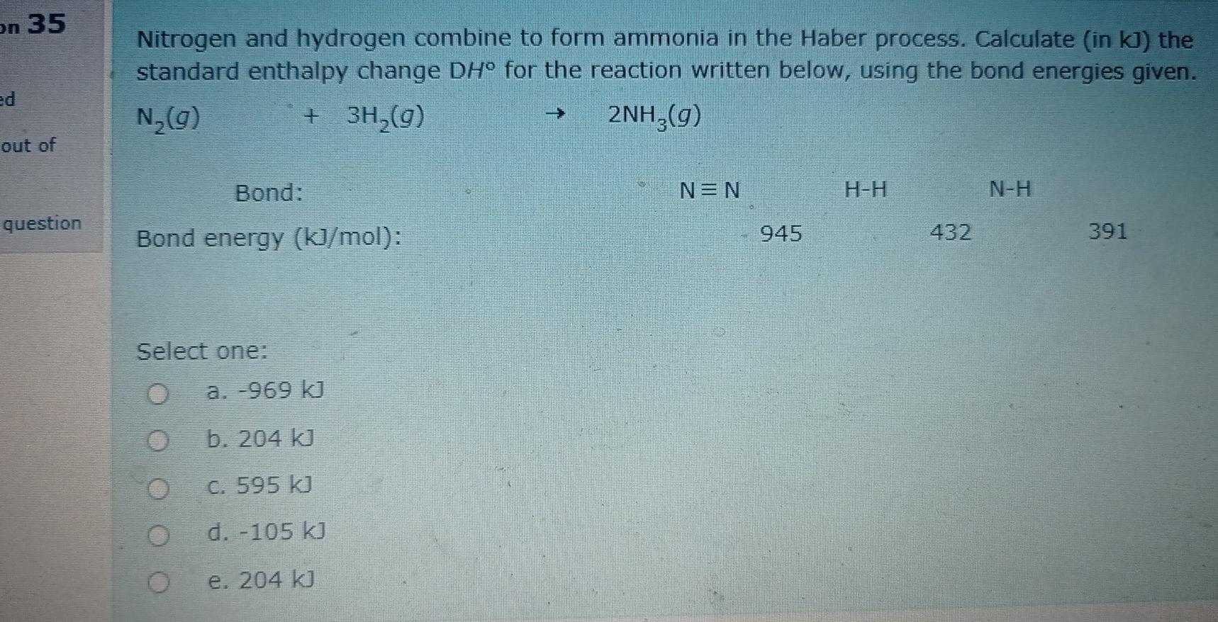 Solved on 35 Nitrogen and hydrogen combine to form ammonia | Chegg.com
