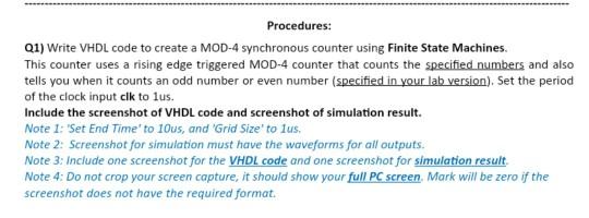 Solved Procedures Q1 Write Vhdl Code To Create A Mod 4