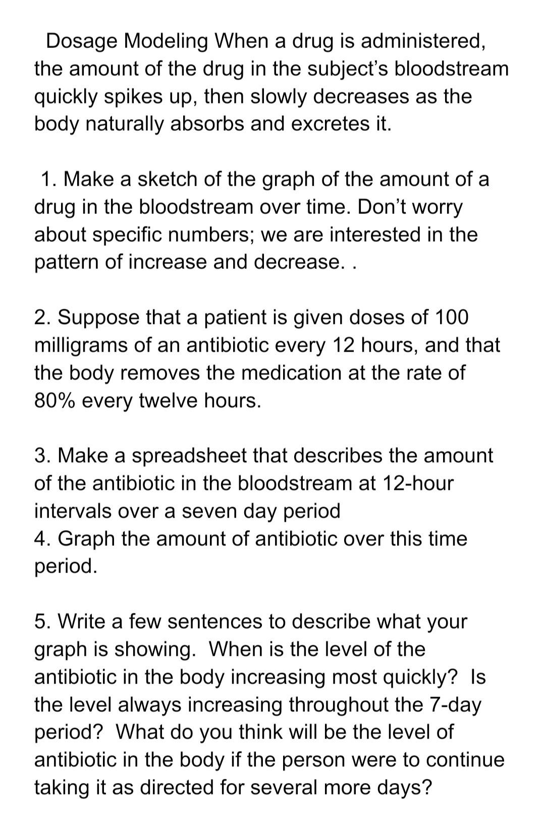 Solved Dosage Modeling When a drug is administered, the | Chegg.com