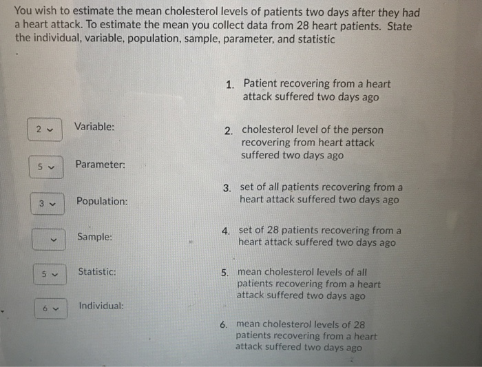 Solved You wish to estimate the mean cholesterol levels of | Chegg.com Solved You wish to estimate the mean cholesterol levels of | Chegg.com
