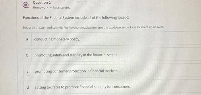 Solved The Federal Reserve: Select an answer and submit. For | Chegg.com