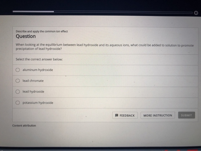 Solved Describe and apply the common ion effect Question | Chegg.com