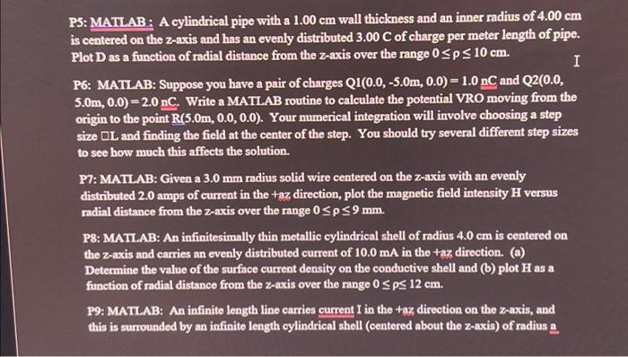 Solved a PS: MATLAB : A cylindrical pipe with a 1.00 cm wall | Chegg.com