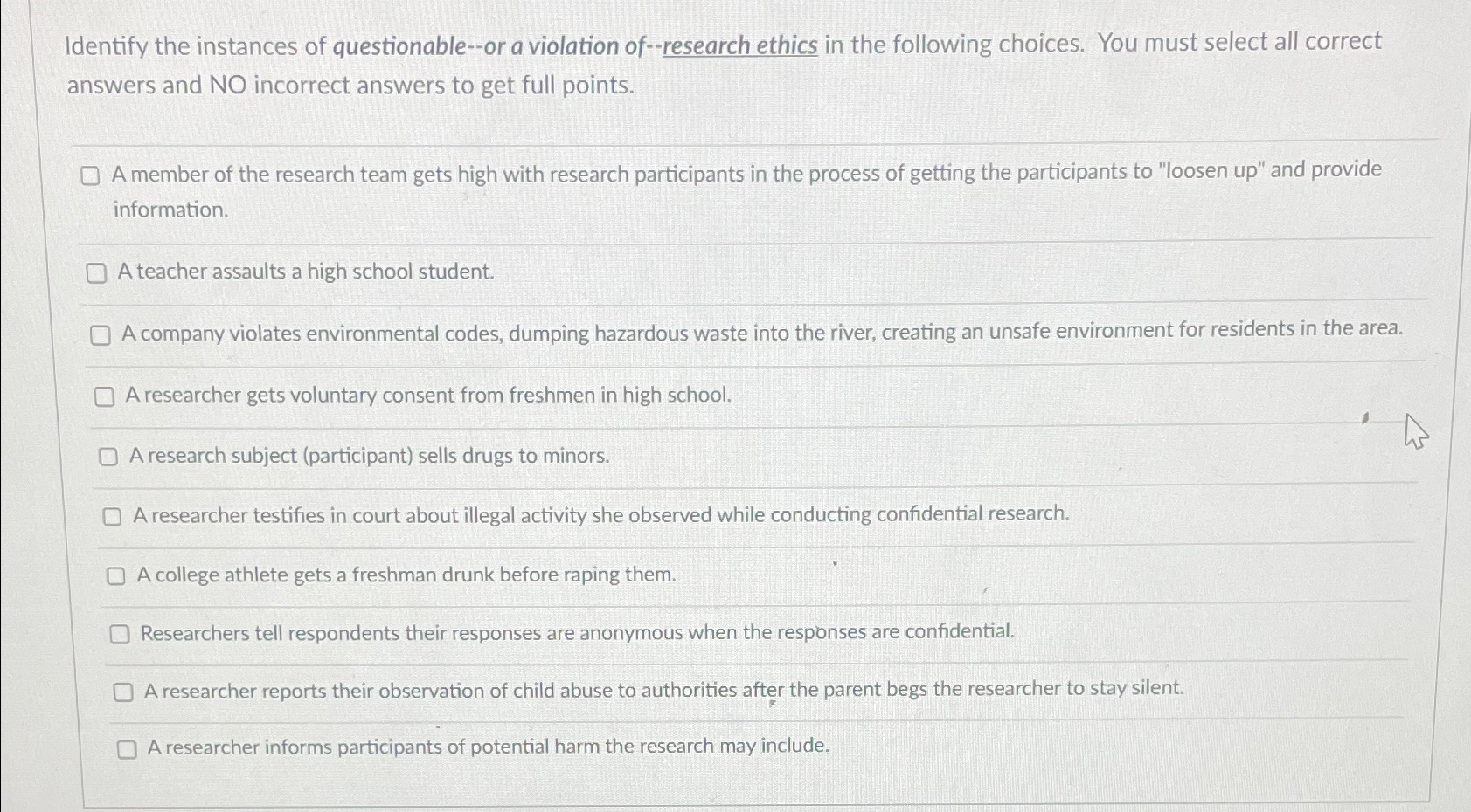Solved Identify the instances of questionable--or a | Chegg.com