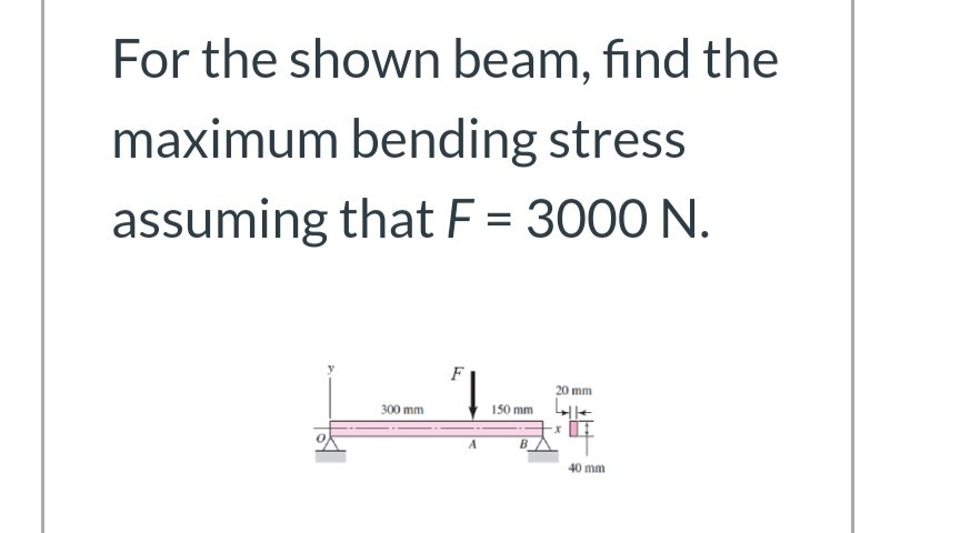 Solved For the shown beam, find the maximum bending stress | Chegg.com