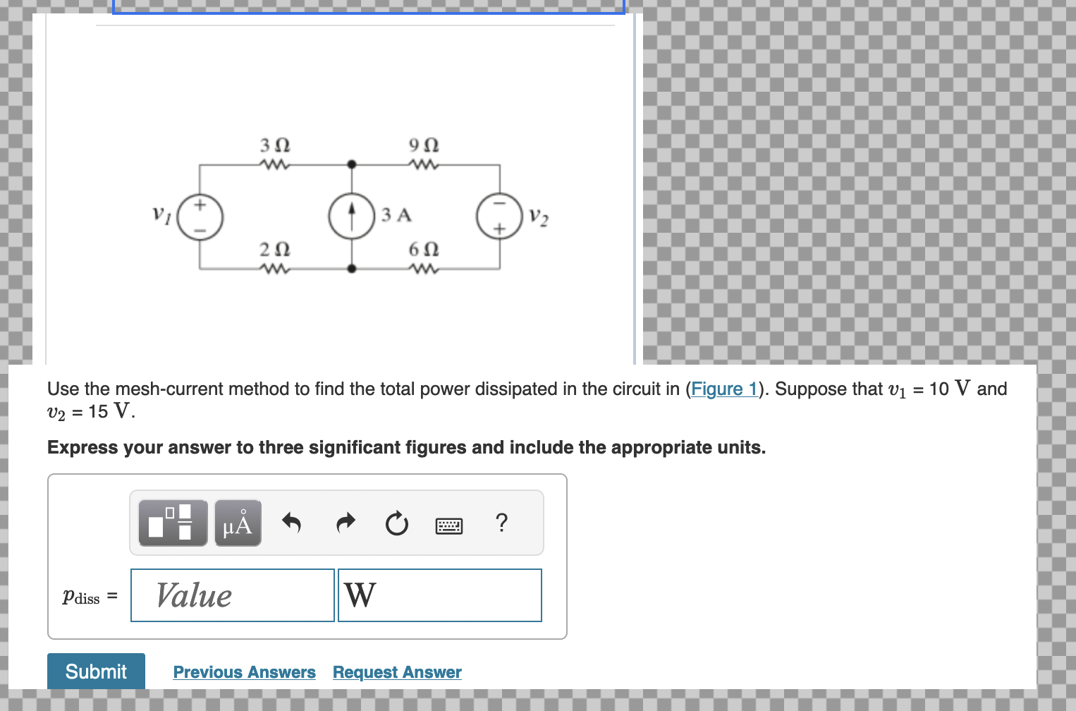 Solved Use the mesh-current method to find the total power | Chegg.com