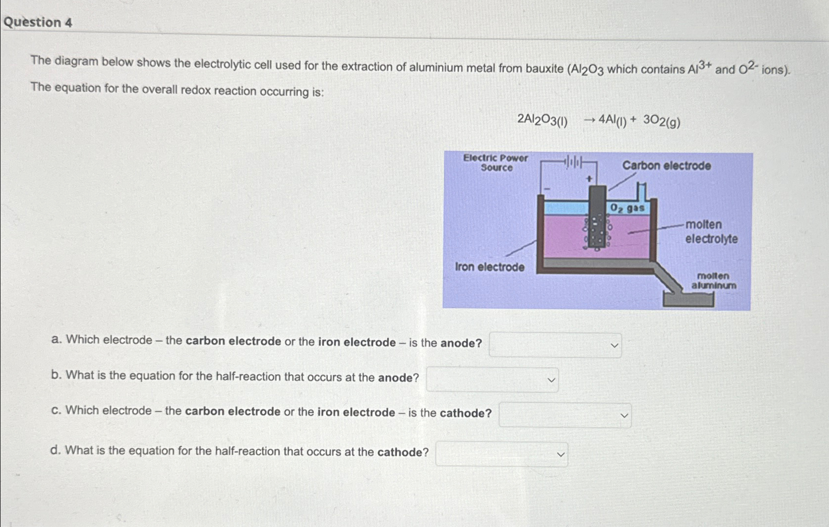 Solved Question 4The diagram below shows the electrolytic | Chegg.com