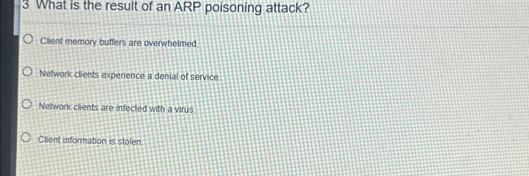 3 ﻿What is the result of an ARP poisoning | Chegg.com