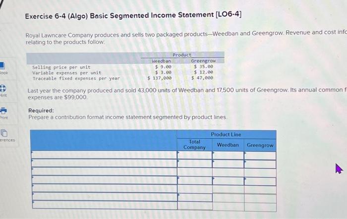 Solved Book Hint Print erences Exercise 6-4 (Algo) Basic | Chegg.com