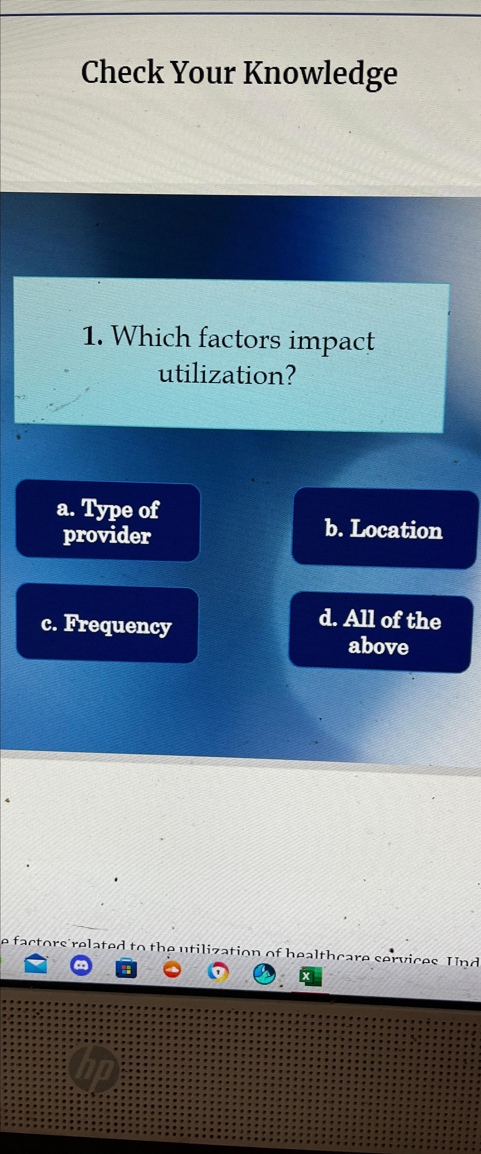 Solved Check Your KnowledgeWhich factors impact | Chegg.com