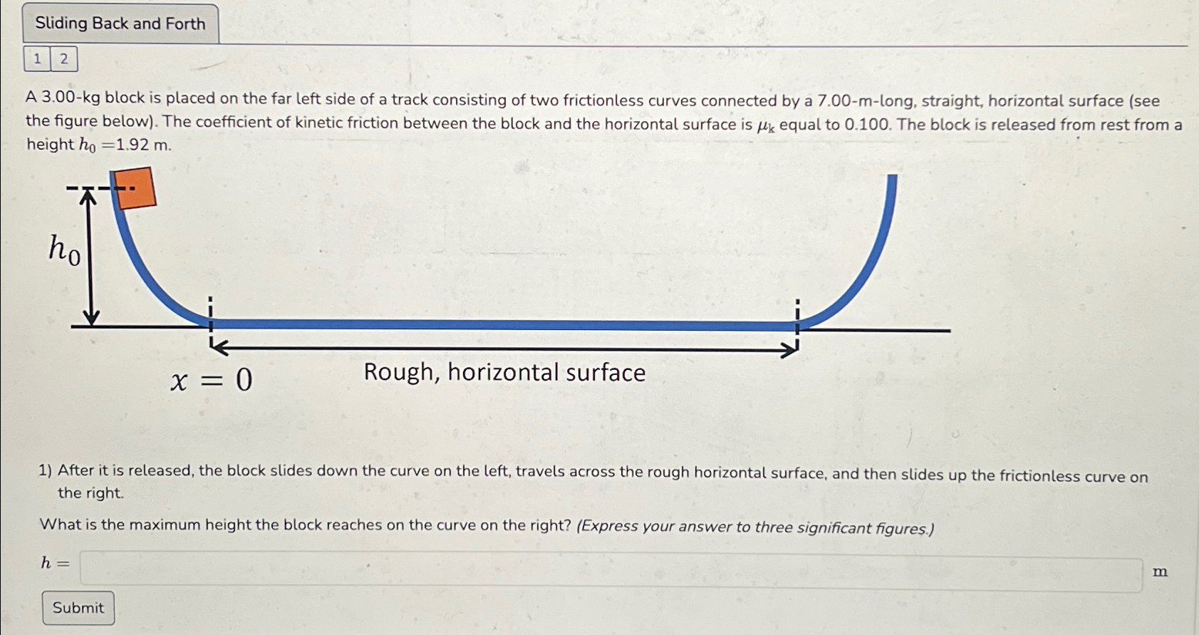 Solved Sliding Back and Forth\table[[,2]]A 3.00-kg block is | Chegg.com