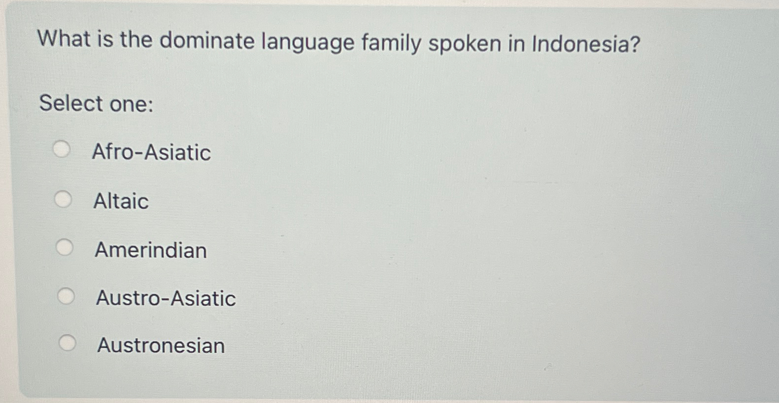 Solved What is the dominate language family spoken in | Chegg.com