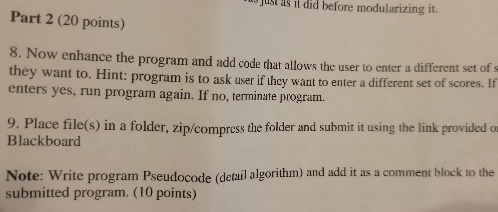 Solved As It Did Before Modularizing It Part 2 20 Points