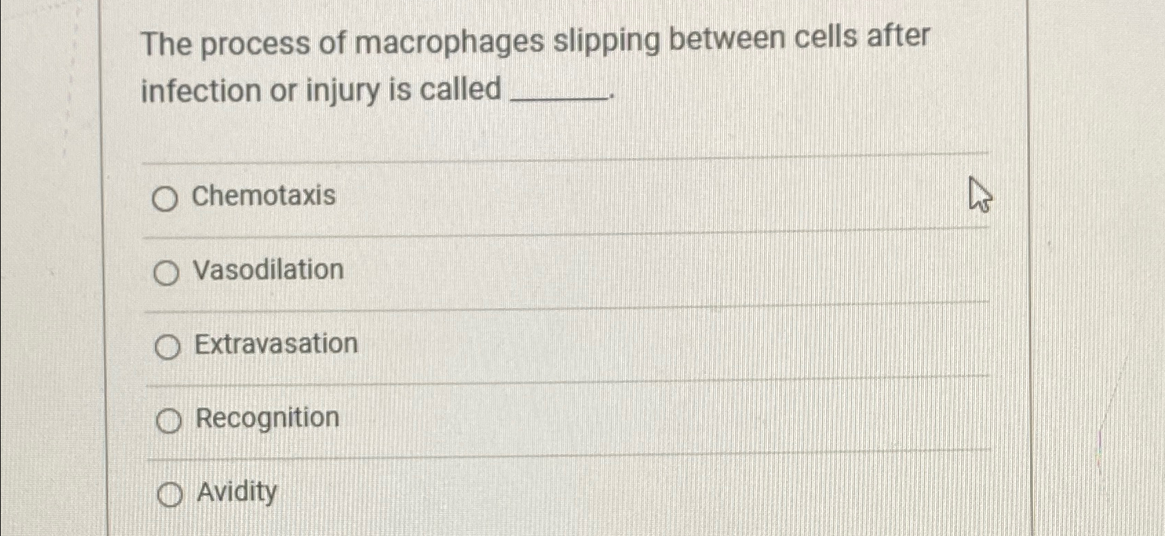 Solved The process of macrophages slipping between cells | Chegg.com